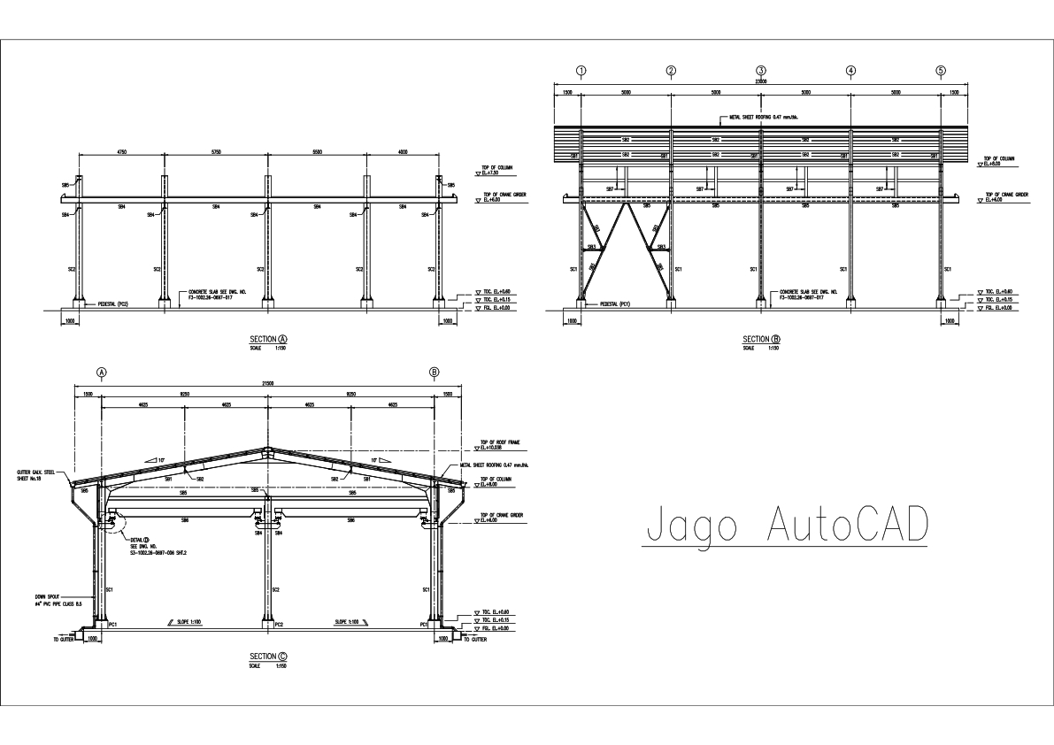 Download Shelter Steel Structure DWG AutoCAD Free