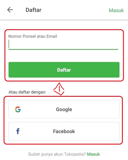 cara login tokopedia