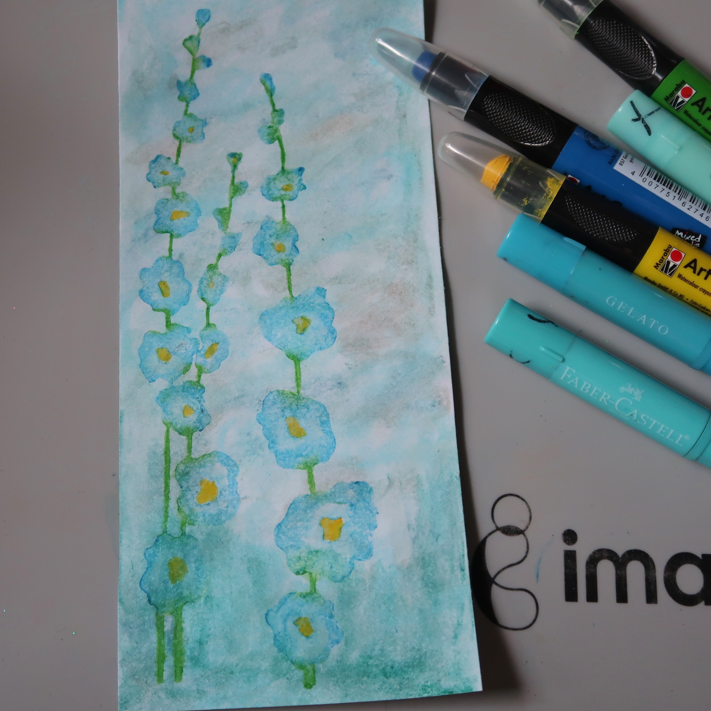 Ink Stains: Art Crayons, Watercolor Pastels, Gelatos...Slimline Card ...