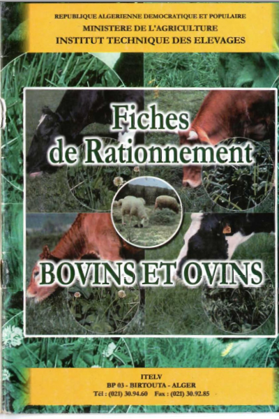 Fiches de Rationnements Bovins et Ovins - VETBOOKSTORE / LA ...