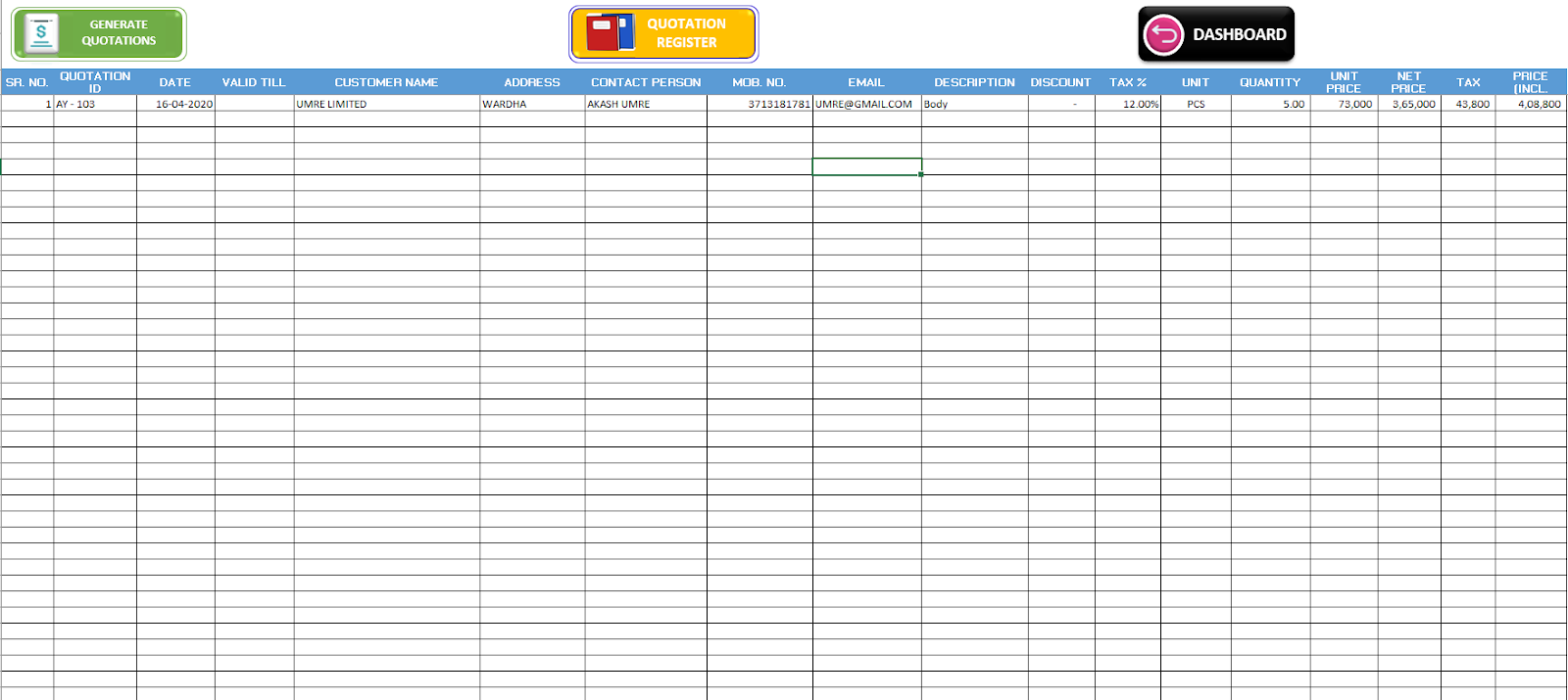 The Functions in Microsoft Excel: QUOTATION MAKER / PROFORMA INVOICE ...