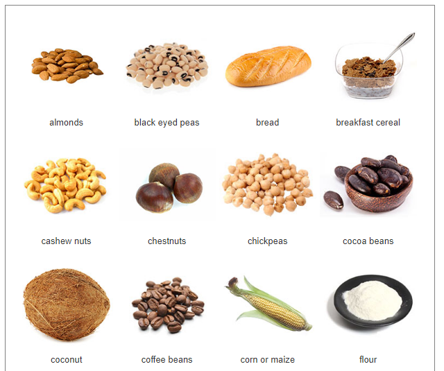 Grains, Beans and Nuts Vocabulary