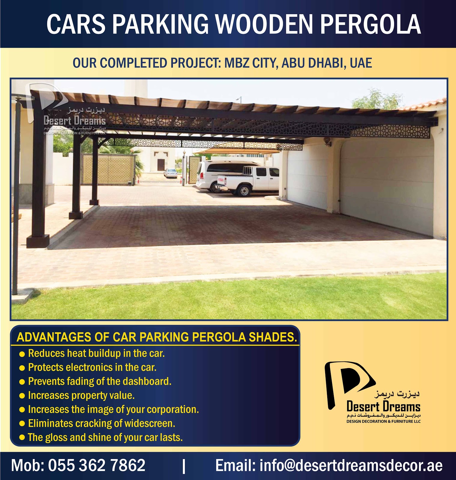 Car Parking Wooden Pergola Manufacturer in Uae.