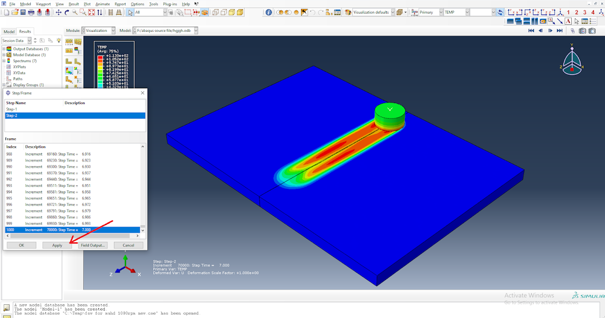 abaqus step by step frame view