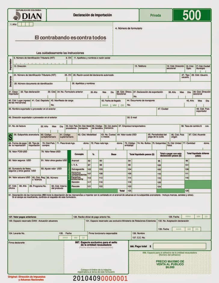 LEGISLACIÓN TRIBUTARIA. FORMATO 500 DE LA DIAN. DECLARACIÓN DE ...