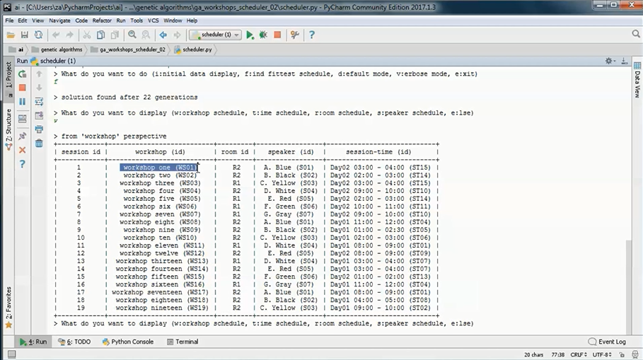 Prototype Project Workshopsconference Scheduling W Genetic