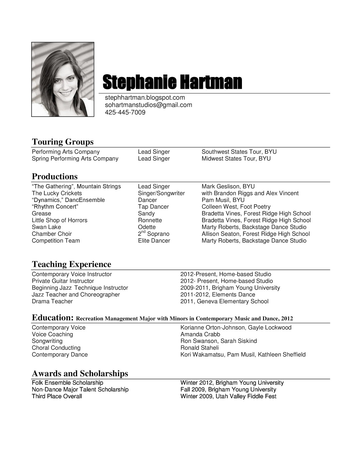 Resume Example Byu Collage Template Resume Example Byu Collage Template