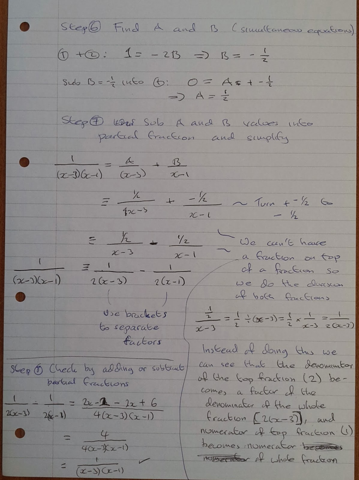 A Level Maths Notes: A2 Partial Fractions: 2 linear factors in ... A Level Maths Notes: A2 Partial Fractions: 2 linear factors in ...