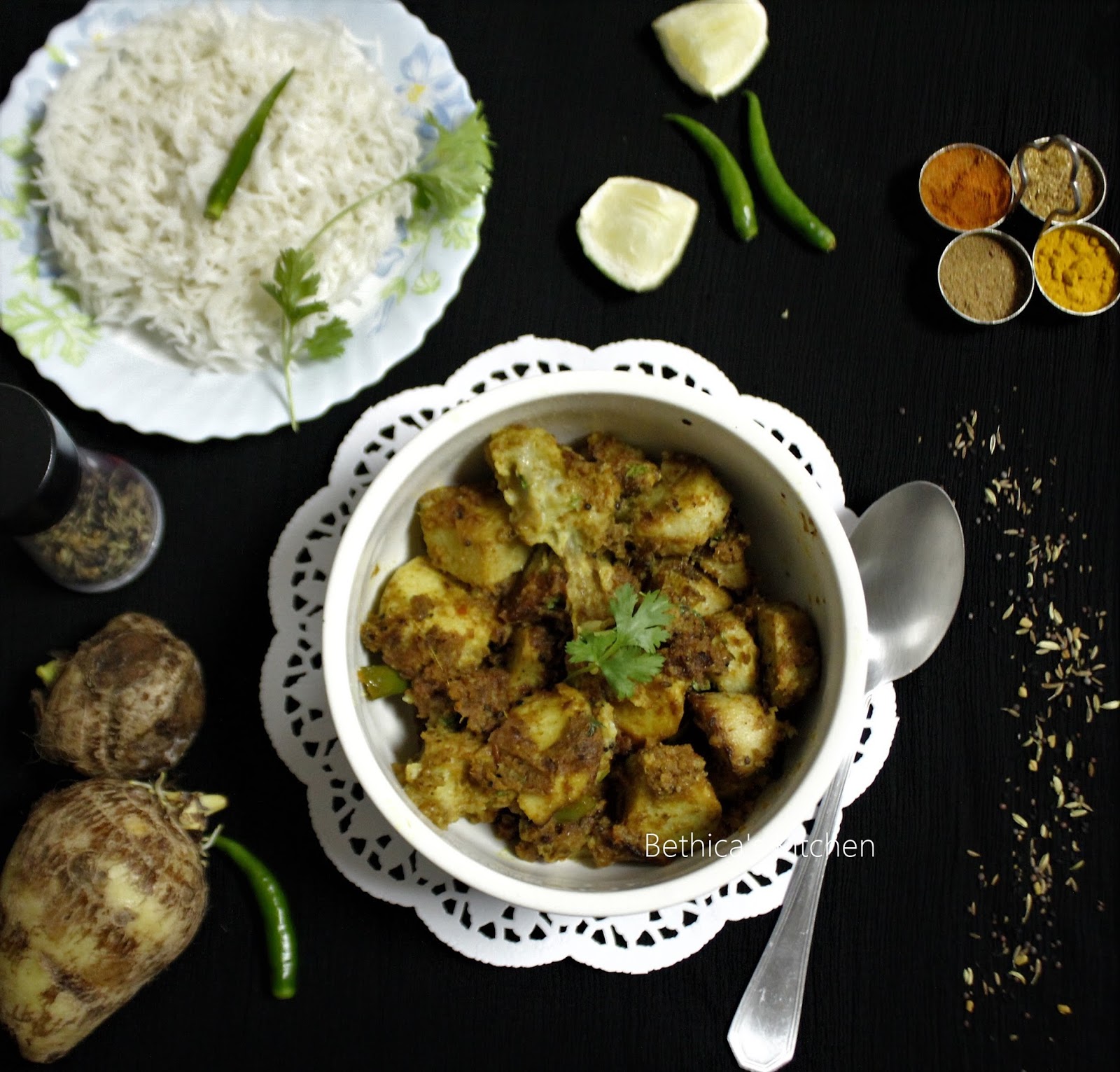 Bethica's Kitchen Flavours: Panch Phoron Flavoured Colocasia Curry