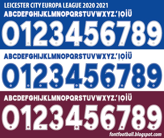 FONT FOOTBALL: Font Vector Leicester City Europa League UEFA 2020 2021 kit