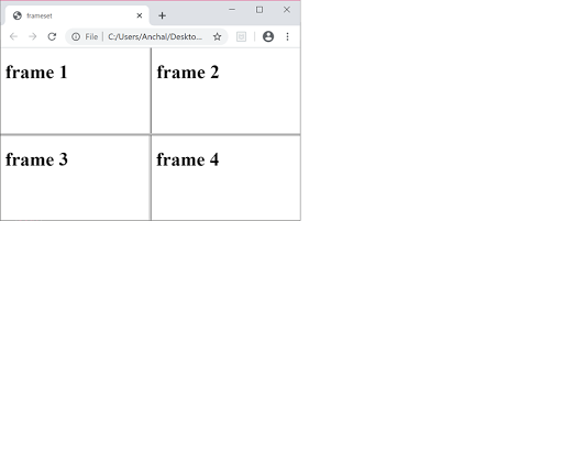 Write a program in HTML to create Frameset.