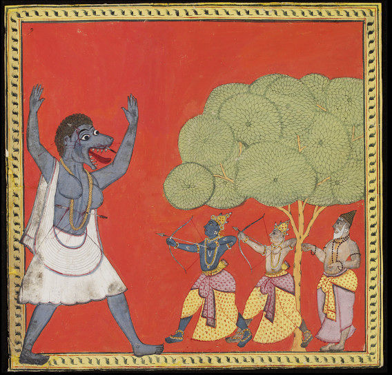 Indian Epics: Images and PDE Epics: Image: Rama Battles Thataka