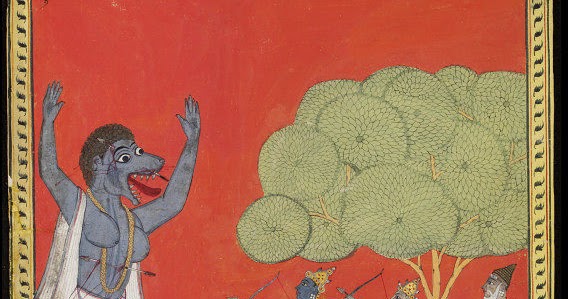 Indian Epics: Images and PDE Epics: Image: Rama Battles Thataka