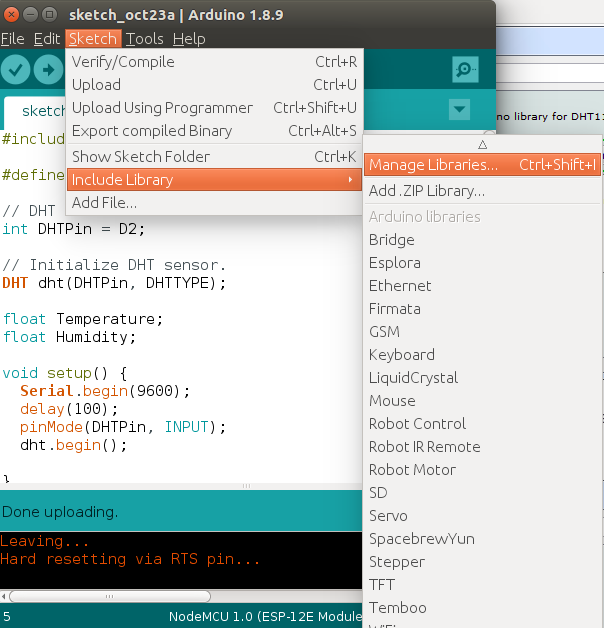 NODEMCU ESP8266 + DHT11