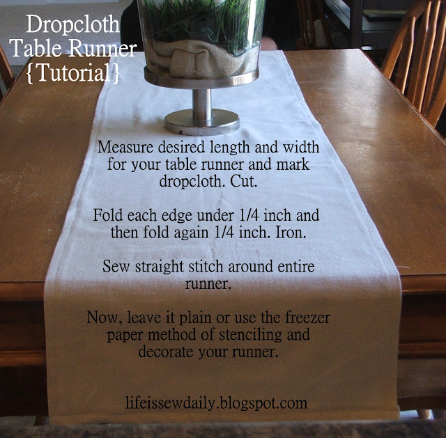 Life is {Sew} Daily: 15 Minute Dropcloth Table Runner {Tutorial ...