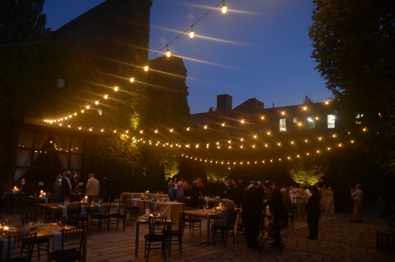 String Lights In Courtyard Without Stands The Foundry Universal Light And Sound