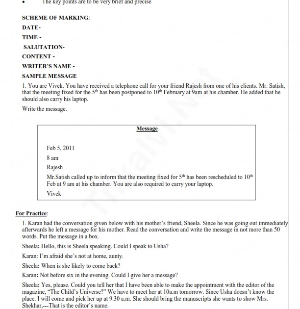 12th Standard - English - Message Writing Study Material - Mr. G.R ...