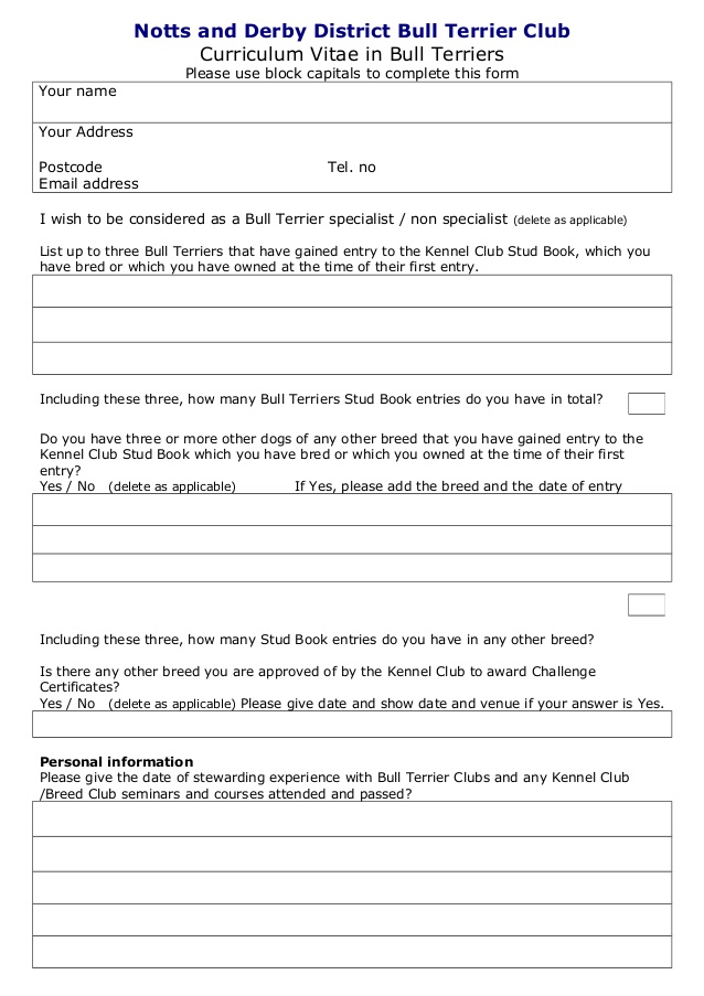 Curriculum Vitae Proforma - Birthday Letter