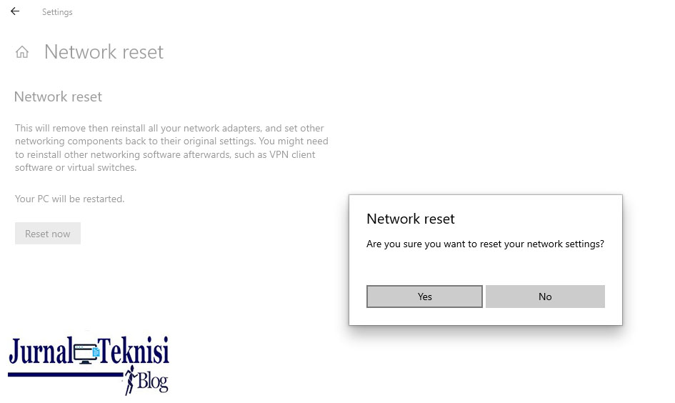 Cara Mereset Pengaturan Jaringan Windows 10 - Jurnal Teknisi