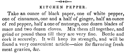 19th Century Cookery: Kitchen Pepper