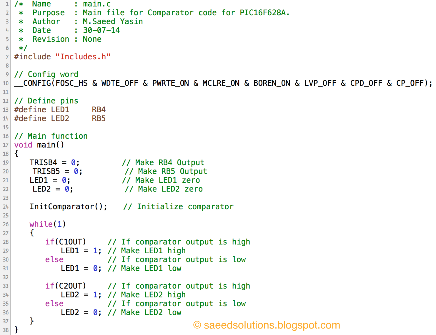Saeed's Blog: PIC16F628A Comparator Code + Proteus Simulation