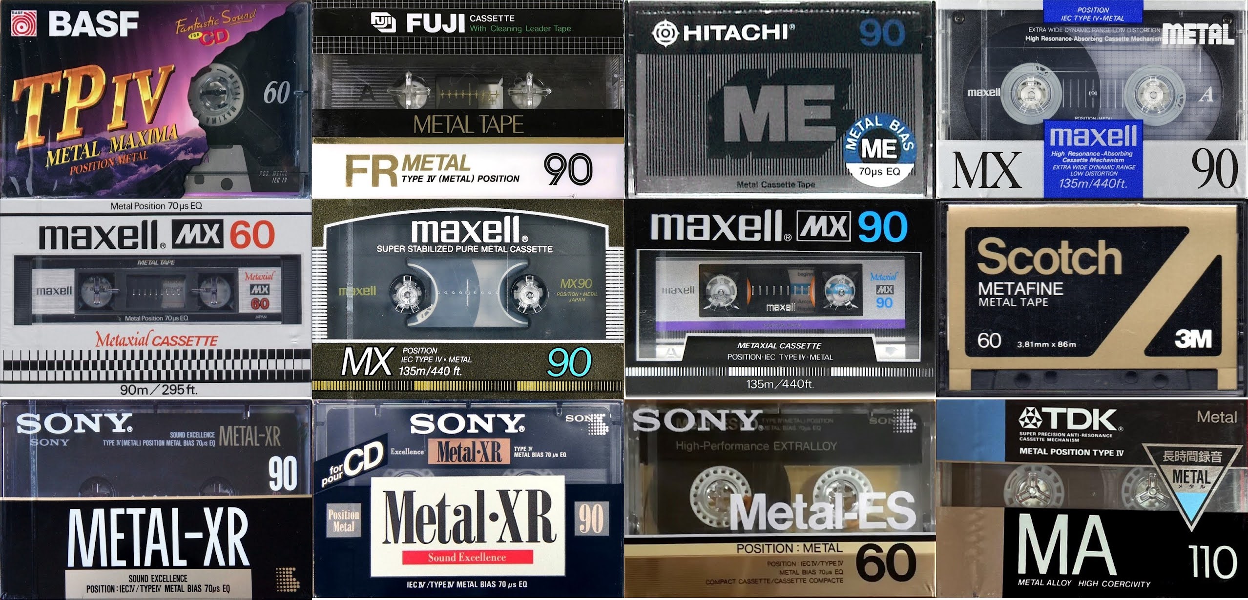 Audiochrome: Cassette tape measurements: Sony Metal XR, ES, Hitachi ME, Maxell MX, Scotch ...