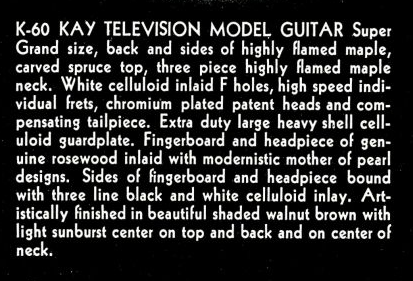 Kay K-60 and K-62 Television Jumbo Archtop - S. Nathaniel Adams