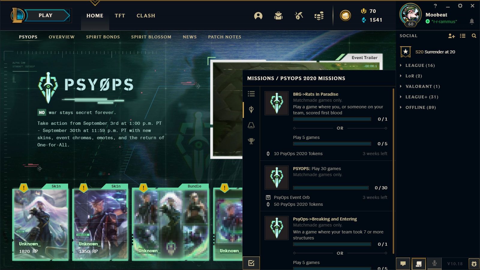 Surrender at 20: PsyOps 2020 - New Skins, Chromas, Missions, Loot & More