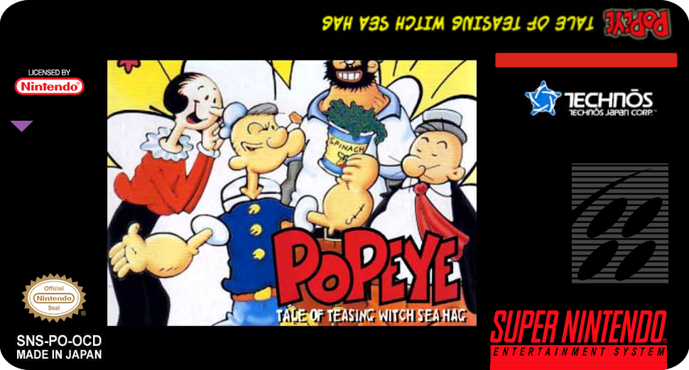 Super Nintendo Labels: Popeye: Tale of Teasing Witch Sea Hag (EUA)