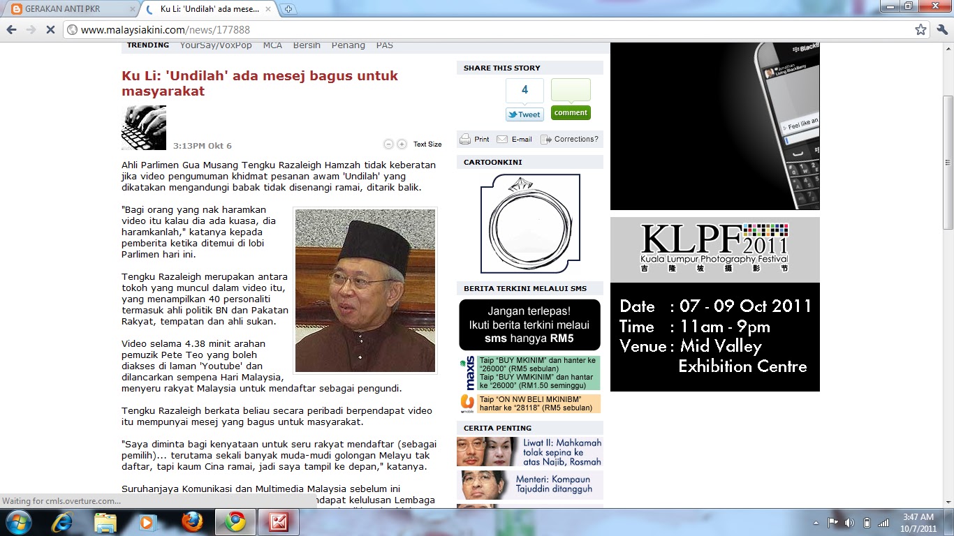 GERAKAN ANTI PKR: KU LI DAN KLIP 'UNDILAH'.