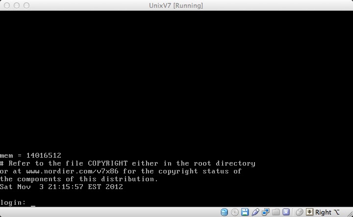 Eric's Edge & Pragmatic Pizza: V7/x86: Unix Version 7 on a virtual machine