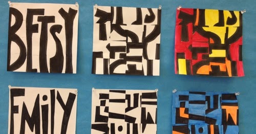 Mrs. Warchol's Art Blog: 6th Grade Abstract Name Designs