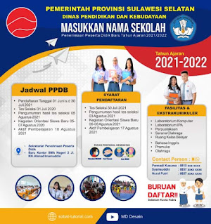 Contoh Desain Banner Baliho Pendaftaran PPDB 2021 Free CDR - Sobat-Tutorial