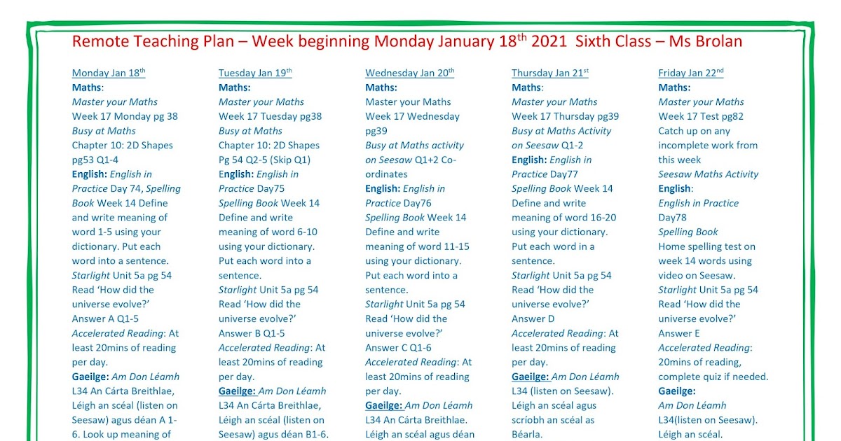 Remote Learning: Week 2