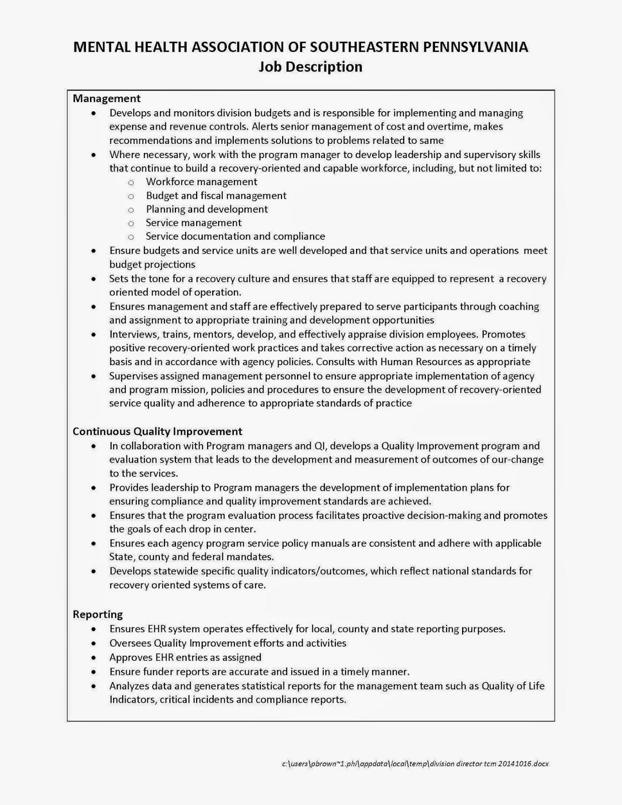 Fresh Start Outreach Ministry : Job Posting - Division Director Fresh Start Outreach Ministry : Job Posting - Division Director