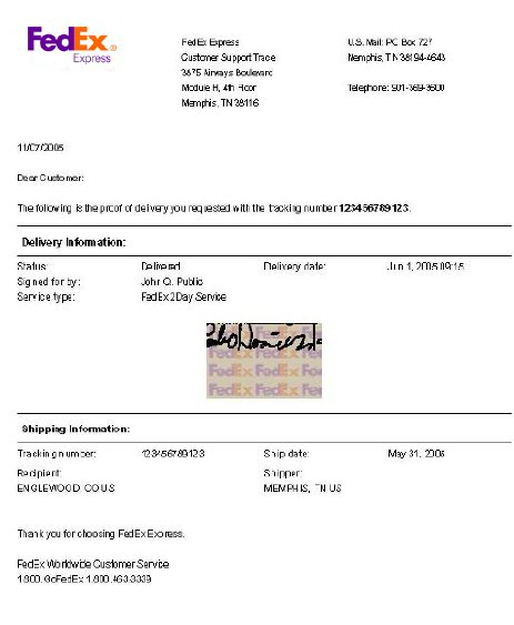 Fedex Shipping Number Example - Invoice Template