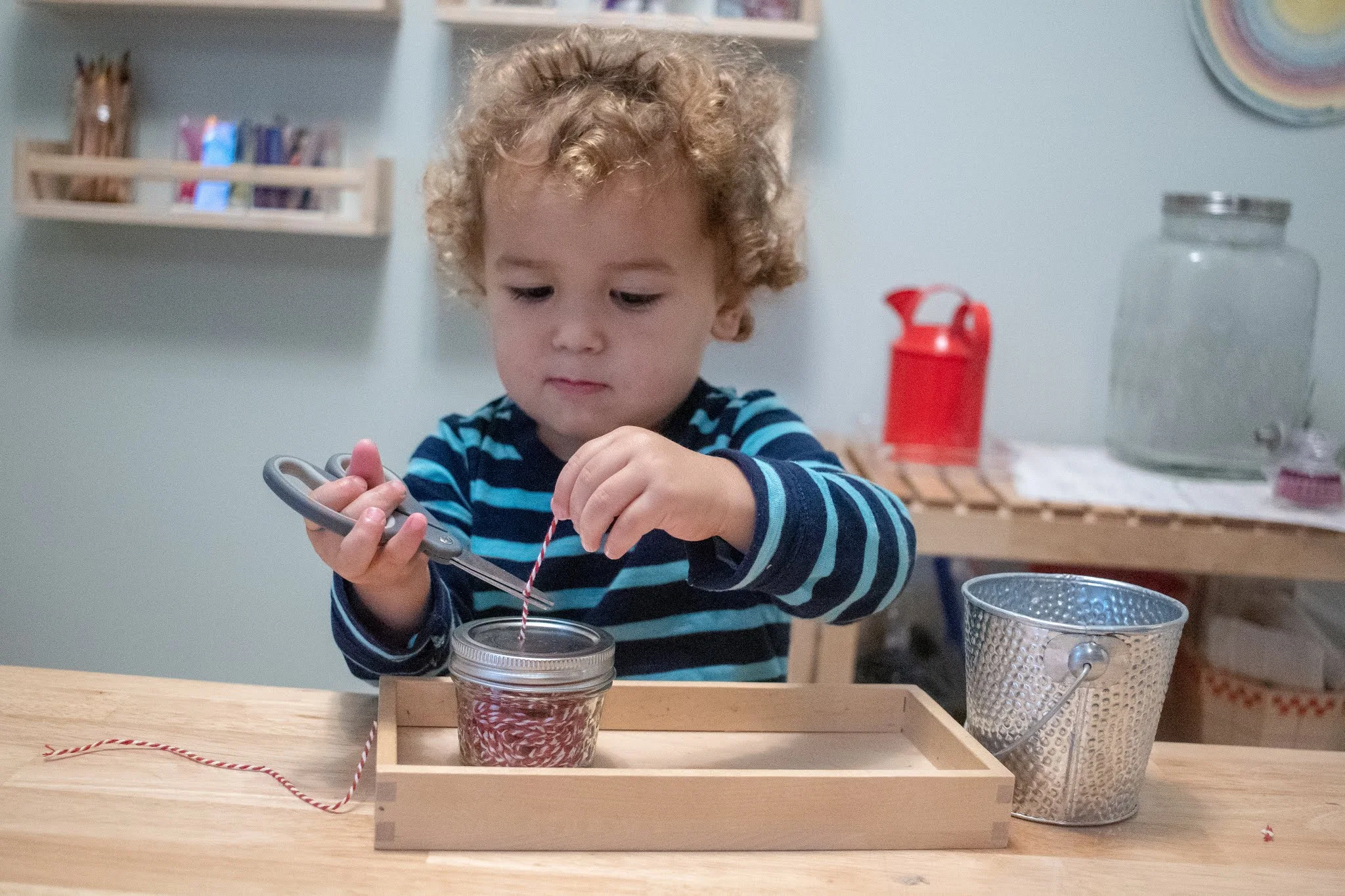 DIY Montessori Toddler Scissor Snipping Activity