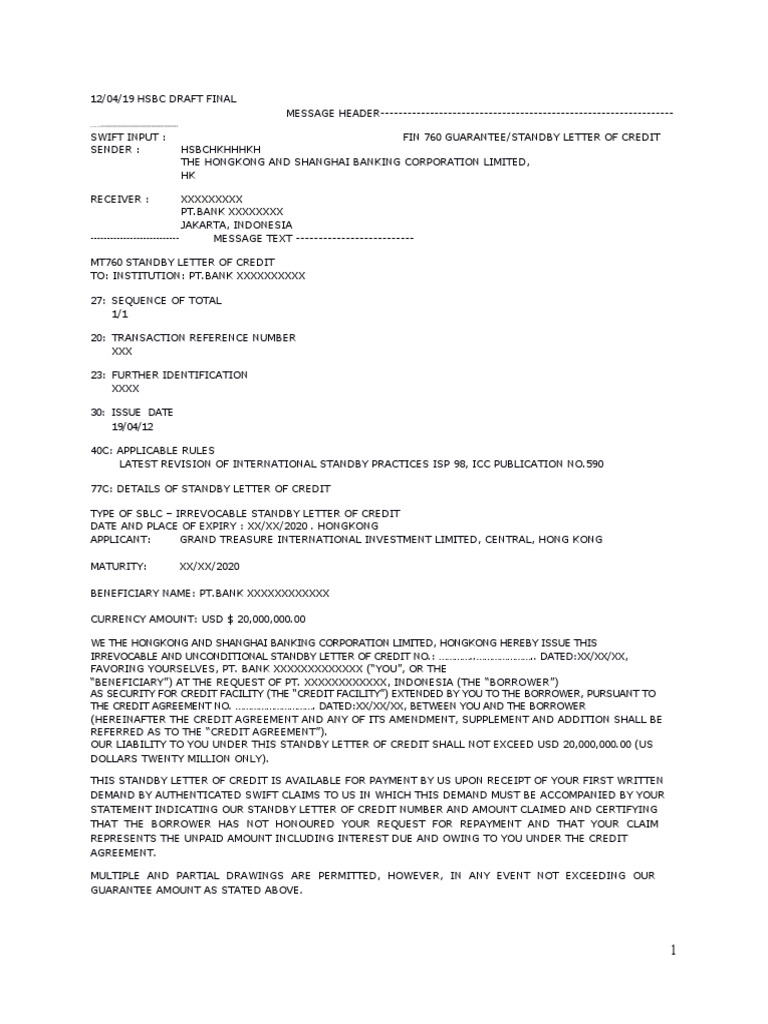 Irrevocable Standby Letter Of Credit Template ~ Resume Letter