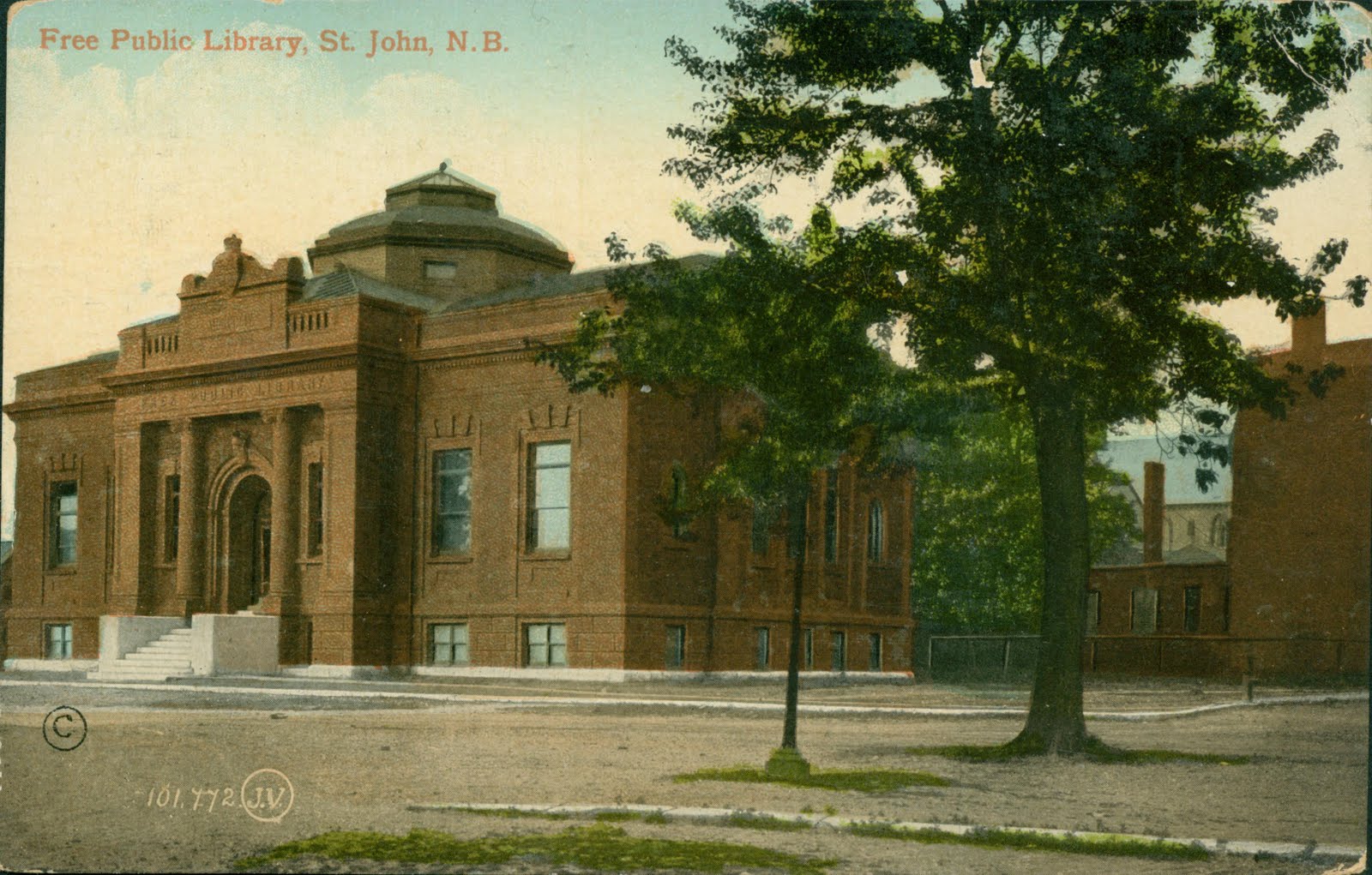 Library Postcards: 1912 Free Public Library, St. John, New Brunswick ...