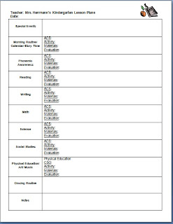 Jessica's World of Books: Freebies: Lesson Plan Charts