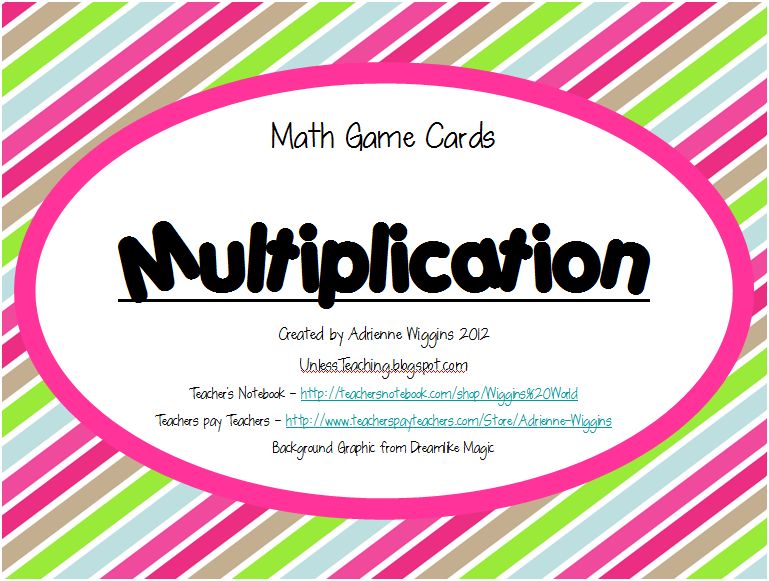 Multiplication Game Cards Finished! - Adrienne Teaches