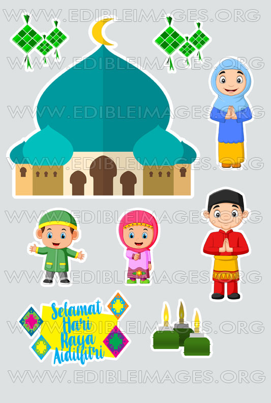 Cake Topper Masjid dan keluarga untuk Selamat Hari Raya Aidilfitri ...