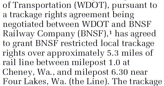 Big Bend Railroad History: BNSF Railway Company-Trackage Rights ...