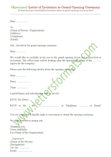 Letter of Invitation to Grand Opening Ceremony (Sample)