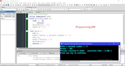 Program in C and C++ to Convert Decimal to Binary number Using ...