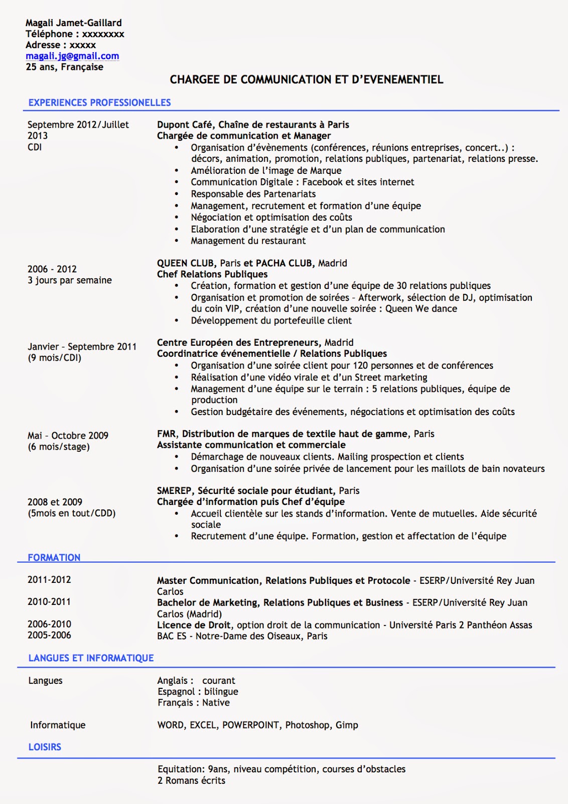 Recherche CDI.... ou Licorne: CV