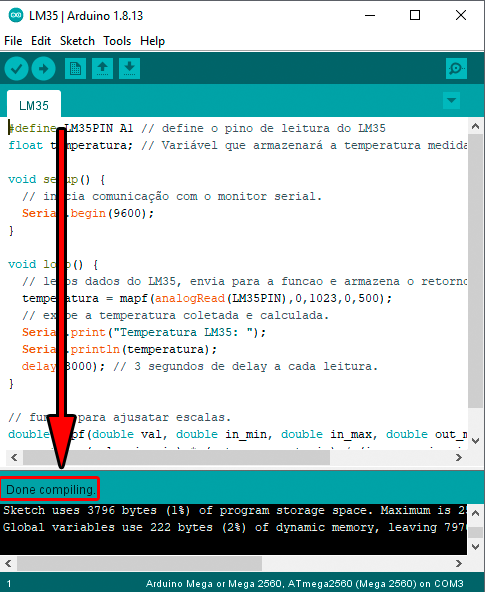 Verificando e carregando códigos no Arduino