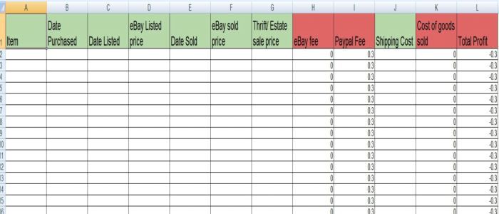 Ebay Inventory Spreadsheet Template - Invoice Template