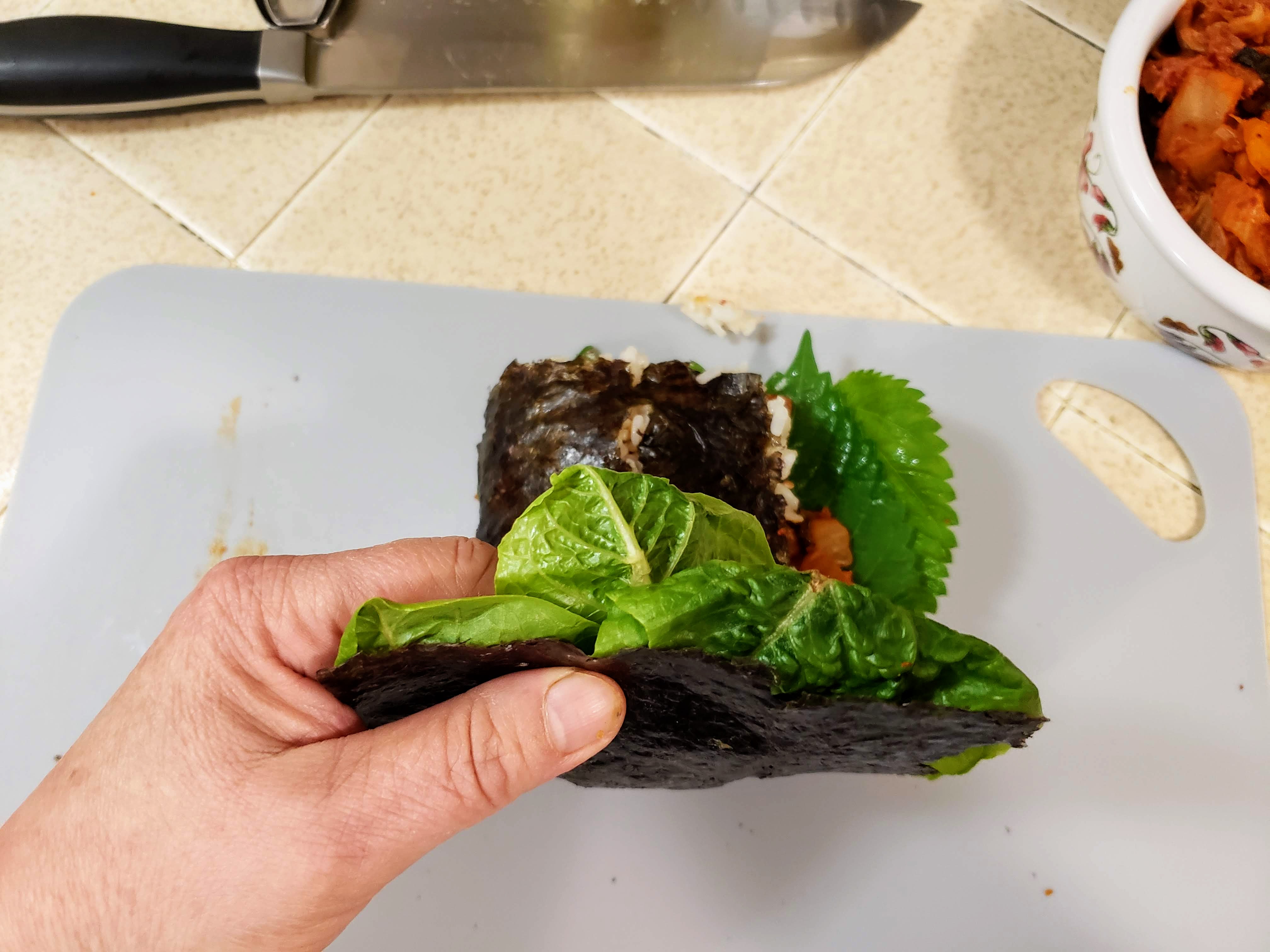 Folded Kimbap Sandwich (Korean kimbap hack)