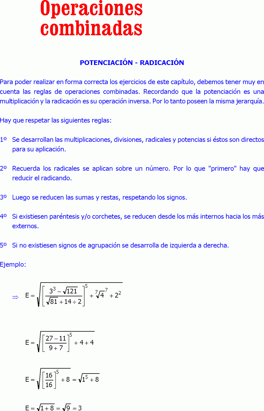 RADICACIÓN Y RAÍCES EJEMPLOS Y EJERCICIOS RESUELTOS DE PRIMARIA O ...